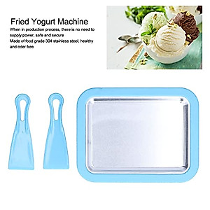 Instant Ice Cream Maker,Rolled Ice Cream Maker, Mini Fried Yogurt Machine with 2 Spatulas for Healthy Homemade Rolled Ice Cream, Softserve, Gelato, Sorbet & Frozen Yogurt(blue)