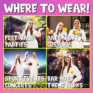 Funziez! Slim Fit Adult Onesie - Animal Halloween Costume - Plush Fruit One Piece Cosplay Suit for Women and Men