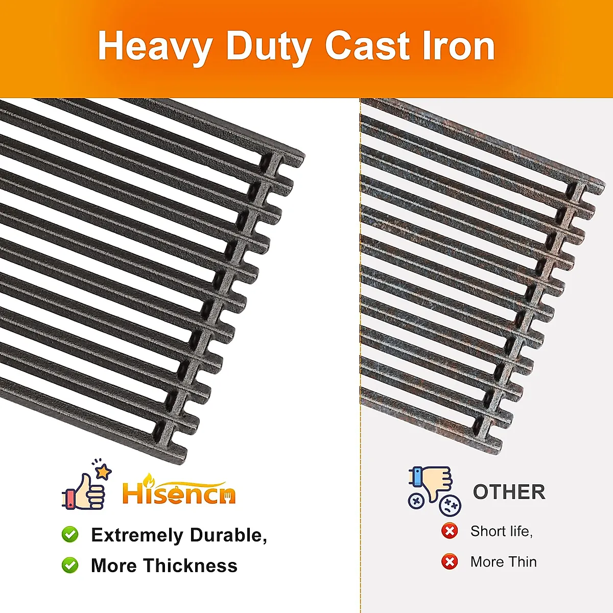 Hisencn Grill Replacement Parts for Charbroil Tru Infrared 463242515 463242516 463243016 463367016 466242515 Grill Burner, Heat Plate Shield, Cooking Grates, G466-2500-W1, G466-0024-W1,G474-0017-W1