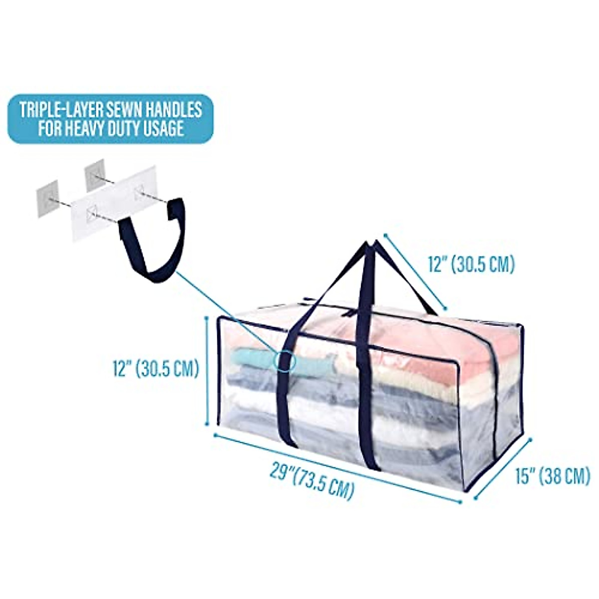 VENO 8 Pack Heavy Duty Extra Large Clear Storage Bag, Moving Bag, Clothes Organizer, for Blanket, Comforter, Bedroom Closet, Dorm Room Essentials, Moving Supplies, Storage Tote, Reusable and Sustainable (Clear - Set of 8)