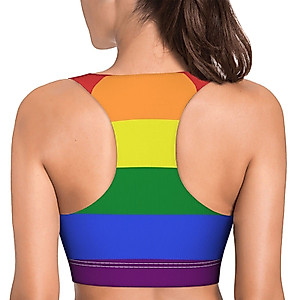 Women's Comfort LGBT Pride Rainbow Flag Fit Yoga Bras Athletic Tank for Training Exercise Sports Bra for Workout, Fitness