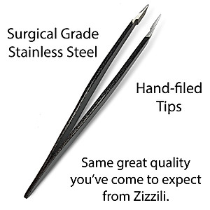 Zizzili Basics Mini Slant Tweezers - Best Tweezers for Eyebrow, Facial Hair Removal and your Precision Needs (Midnight Ombre)