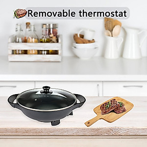 Nonstick Electric Skillet - with Vented Glass Lid (13-In, 6Qt)