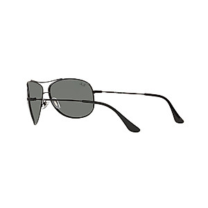 Ray-Ban RB3293 Metal Aviator Sunglasses, Matte Black/Green, 63 mm