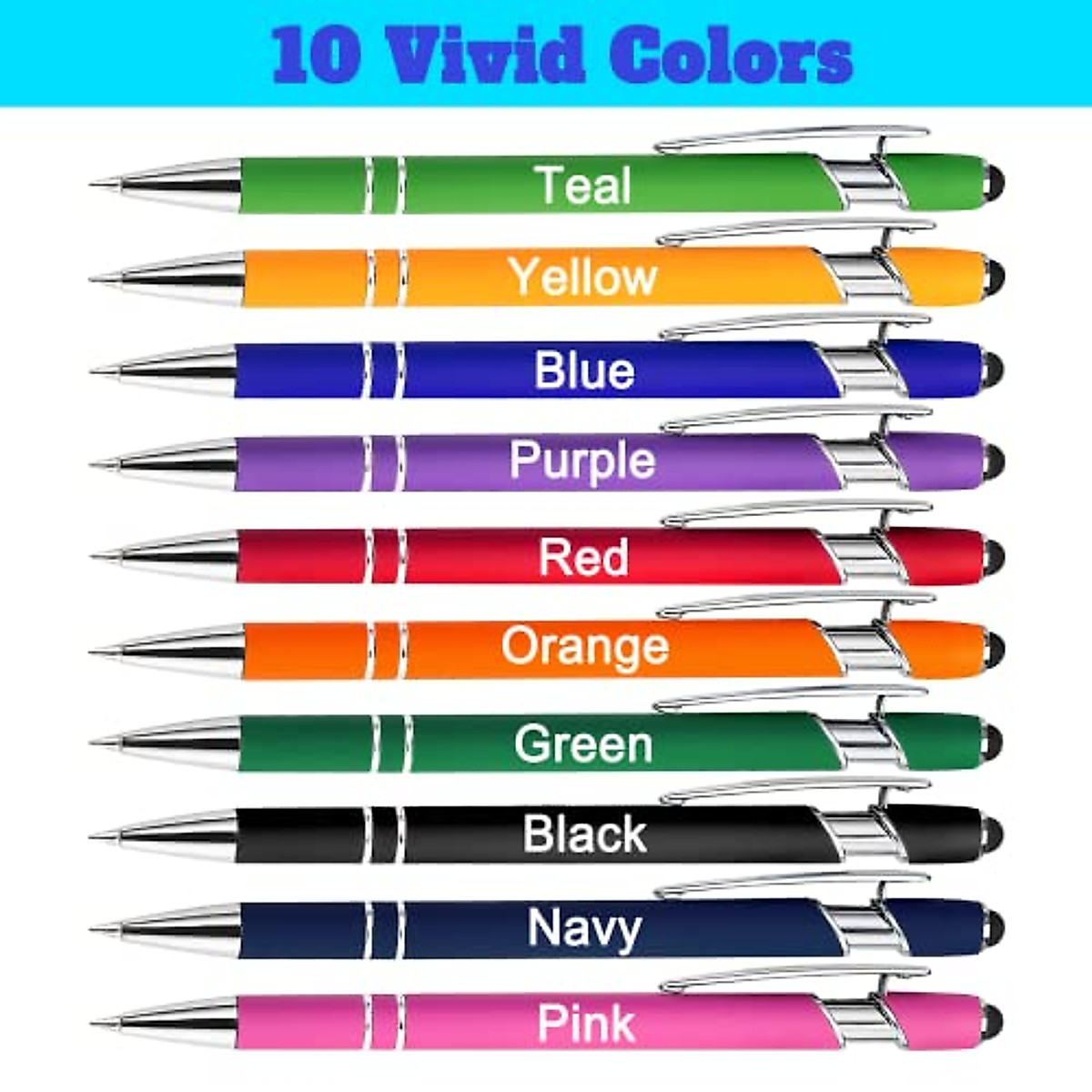 Up to 300 Personalized Pens in Bulk Custom Pens with Name Text Stylus Tip Customized Pens with Free Engraving Gift for Men Women Business Teachers Graduation