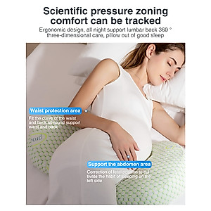 Busarilar Pregnancy Pillows for Sleeping, Maternity, Pregnancy Body Pillow Support for Back, Legs, Belly, HIPS of Pregnant Women, Detachable and Adjustable with Pillow Cover (Green, Small)