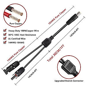 PNGKNYOCN Solar Panel to 8mm Short Cable,14 AWG Solar Panel Connector to DC 7909 Adapter Cable for Portable Backup Power Station Rechargeable Battery Pack Solar Generators(0.3M/1FT)