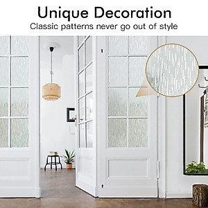 Haton Window Privacy Film, Frosted Glass Static Cling Sun Heat Blocking Window Clings, Frosting Opaque Coverings, Vinyl Removable Stickers Tint for Home Door Office, Non Adhesive 17.5" x 78.7"