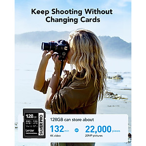 Lexar 128GB (2-PK) Professional SILVER PRO SDXC Memory Card, UHS-II, C10, U3, V60, Full-HD & 4K Video, Up To 280MB/s Read, for Professional Photographer, Videographer, Enthusiast (LSDSIPR128G-B2NNU)