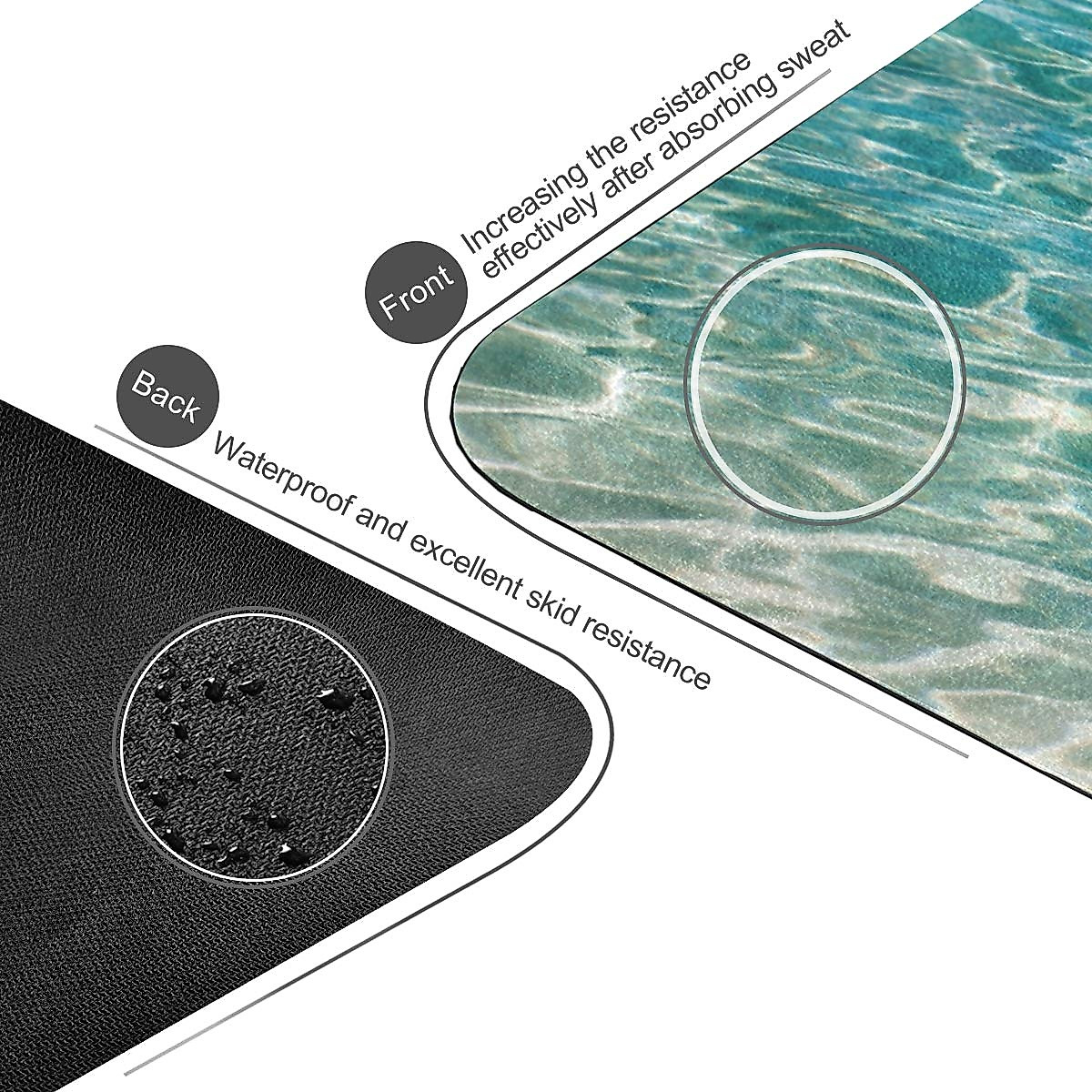 Qilmy Pacific Ocean Yoga Mat Non-Slip Foldable Sweat Absorbent Travel Yoga Mat with Carrying Bag for Yoga, Pilates, Exercise, Workout, Bikram and Hot Yoga 71 x 26 Inch