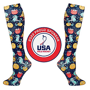 Hocsocx Monsters Socks Performance Liner Moisture-Wicking Protection for Field Hockey, Ice Hockey, and Soccer
