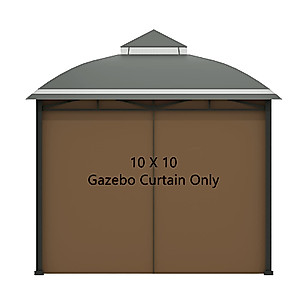 Tumjay Gazebo Privacy Curtain Universal Replacement 10’x10’ Gazebo Curtains Waterproof Outdoor Privacy Gazebo Side Wall Patio Canopy Privacy Shade Outside Sidewalls 1 Panel with Zipper（Brown）