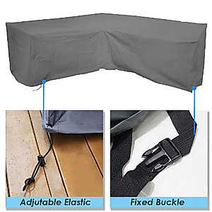 COOSOO Patio V Shape Sofa Cover Sectional Waterproof Corner Sofa Cover Outdoor Dust-Proof Anti-UV Furniture Couch Cover for Lawn Garden Yard Indoor with Windproof Buckle Extra Large Grey
