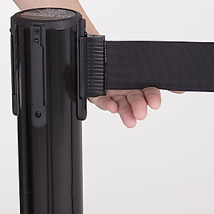 US Weight Black Heavy Duty Premium Steel Stanchion with Black 7.5-Foot Retractable Belt, 2 pack