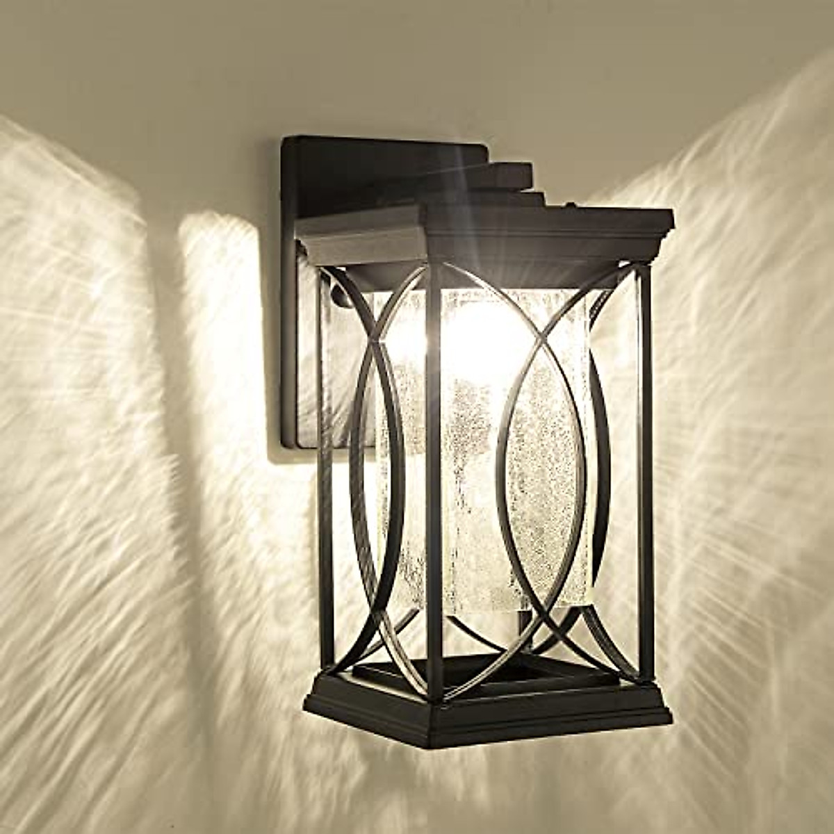 Dusk to Dawn Modern Outdoor Wall Light Exterior Light Fixtures Black Aluminum with Crack-Like Glass Create Gorgeous Lighting Effects UL and IP65 Waterproof Wall Sconce Outdoor for Front Porch Lighting