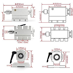 CNCTOPBAOS Engraving Machine Rotary 4th Axis,CNC Router Rotational Fourth A Axis,K12-100mm 4 Jaw Chuck Dividing Head,No Backlash Gapless Harmonic Gearbox Ratio 50:1+Nema23 Motor+65mm Tailstock