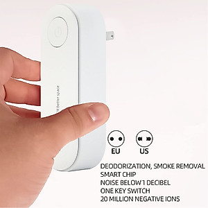 Mini Portable Negative Ion Generator, Plug-in fresheners, for Use in Rooms Odors, Smoke and Pet Room, Bedroom, Living Room, Hotel, Toilets (White)