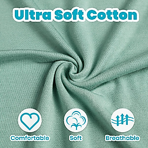 Newborn Baby Knotted Gown, Super Soft Silky Infant Long Sleeve Sleeper with Tie Bottom, Baby Girl and Boy Sleep Gown with Mittens, Bow, and Hat Set Grey Green