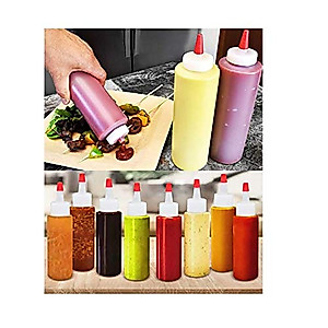 HLLMX 4 PCS Plastic Squeeze Condiment Bottles Perfect for Ketchup, Sauces, Syrup, Condiments, Dressings, Arts and Crafts 4 Oz