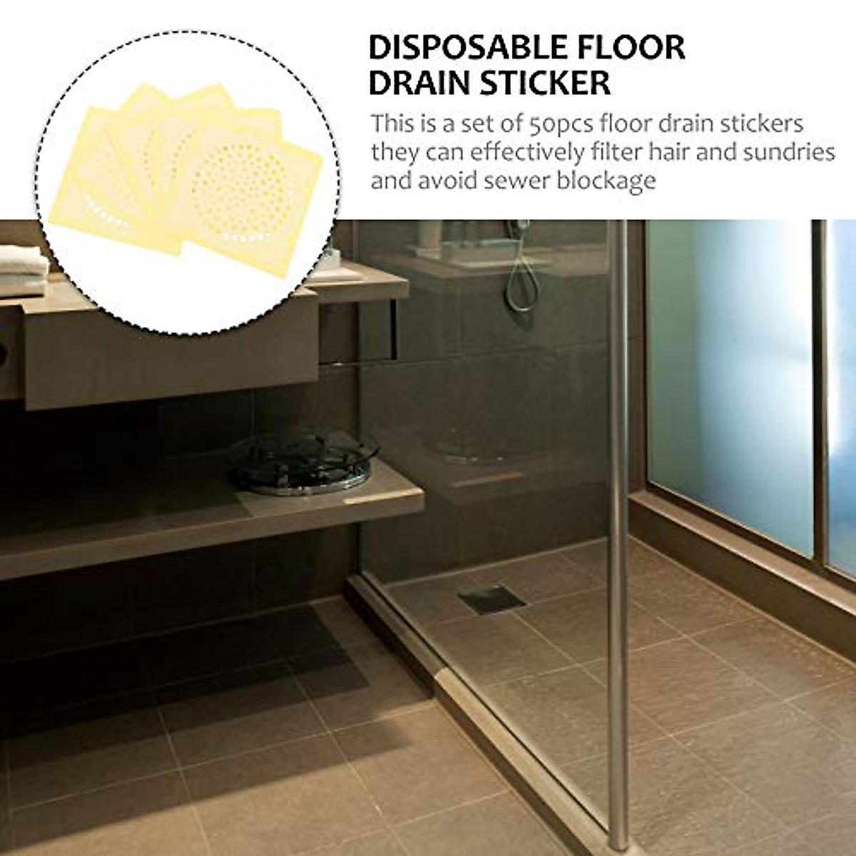 50pcs Cover Stopper Drain One-Off Shower Kitchen Sticker Bathtub Tub Bathroom Stoppers Toilet Home Woven Laundry Paper Hole Floor Catchers Bath Filter Sink Anti-Blocking White (Color : Whitex2pcs, S