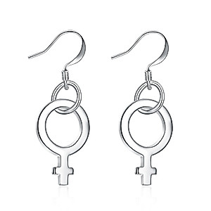 Feminist Silver Earrings for Women Fashion Female Symbol Creative Dangle Hypoallergenic Earrings for Girls