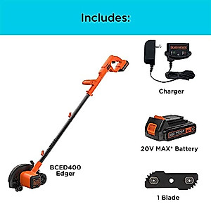 BLACK+DECKER 20V MAX Cordless Edger Lawn Kit, 1.5 Ah Battery & Charger Included (BCED400C1)