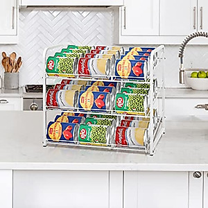BTY Can Organizer for Pantry Stackable Can Rack Organizer 2 Pack Stacking Can Storage Dispensers 3 Tier Small Space Holds up to 36 Cans for Pantry, Kitchen, Cabinet- White