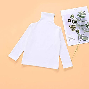 Baby Little Girls Long Sleeve Shirts Turtleneck T-Shirt Tops Basic Solid Color Blouse Outfit for Toddler Kids Girl (White, 2-3 Years)
