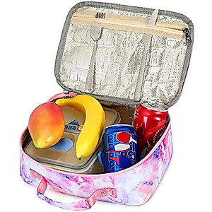 Kids Lunch Box Boys Girls Insulated Lunch Cooler Bag Reusable Lunch Tote Kit for School Travel (878 Galaxy-Purple)