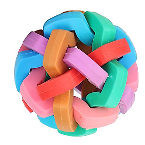 GLOGLOW Rubber Ball Toys, Colorful Soft TPR Ball Chewing Interactive Toy with Inside Bell for Dogs Mini Pigs(S)