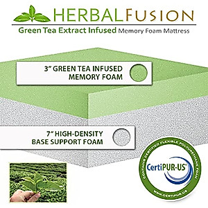 AC Pacific Herbal Fusion Collection Green Tea Infused Polyester Memory Foam Mattress Made in USA, Eastern King Deluxe, White