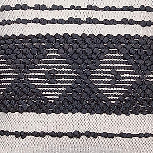 Foreside Home & Garden Gray Woven 18 x 18 inch Decorative Cotton Throw Pillow Cover with Insert and Hand Tied Tassels, Black, White