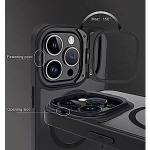 chitri Camera Kickstand Magnetic Case,Compatible with iPhone 14 Pro Max Case with Ring Stand,[Compatible with MagSafe] [Military Grade Drop Tested] Translucent Matte Case