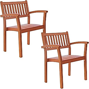 Vifah Bayeux Outdoor Garden Stacking Armchair (Set of 2)