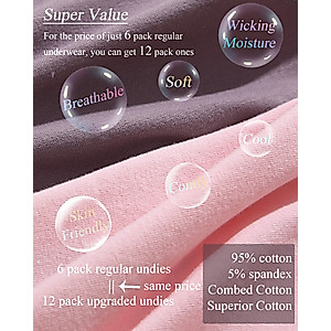 FINETOO 12 Pack Cotton Underwear for Women Cute Low Rise Bikini Panties High Cut Breathable Sexy Hipster Womens Cheeky S-XL