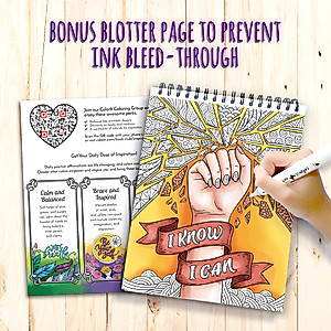 ColorIt Colors of Inspiration Volume 2 Inspirational Quotes and Positive Affirmations Adult Coloring Book, 50 Original Designs, Spiral Binding, USA Printed, Lay Flat Hardback Book Cover, Ink Blotter