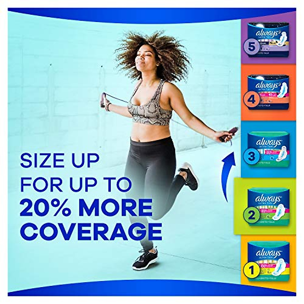 Always Ultra Thin Pads Size 2 Super Long Absorbency Scented with Wings, 40 Count, Packaging may vary