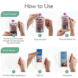 Momcozy Squeeze Pouch Holder for Food Pouches and Drink Boxes, Baby Pouch Holder Allows Baby to Self-Feed and Avoid Messes, Baby Food Pouch Holder Handle is Easy to Grip, Comfortable, Pink