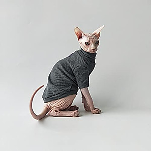 Sphynx Cat Clothes Comfortable and Soft Sweater Hairless Cat Sphynx,Devon, Connis Cat Autumn and Spring Clothes for Cats & Small Dogs (L, Pink)
