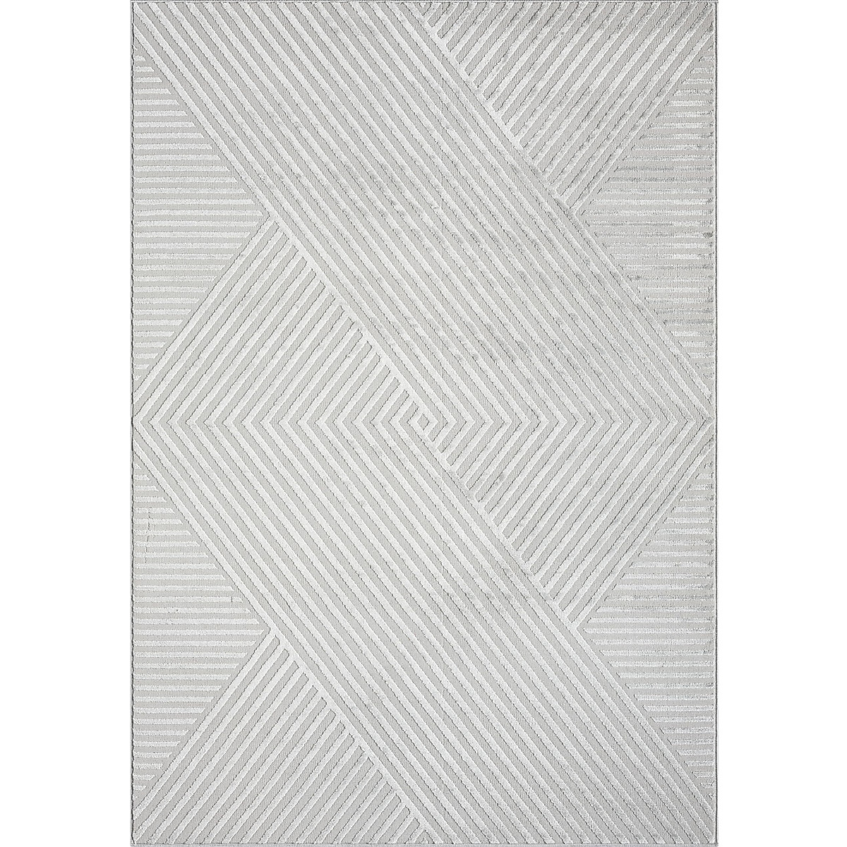 Abani Neutral Grey Area Rug 8' x 10' for Living Room, Bedroom - Criss Cross Line Zen Reiki Pattern - Durable & Easy to Clean