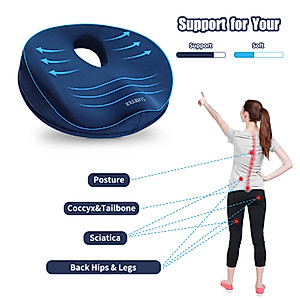 SAHEYER Seat Cushion for Tailbone Pain Relief,Office Chair Cushion for Sciatic Nerve Pain Relief,Butt Pillow for Enhanced Comfort in Long-Term Sitting,（Blue）