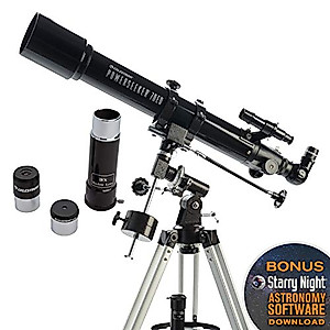 Celestron: PowerSeeker 70EQ Telescope - Manual German Equatorial Telescope for Beginners - Compact and Portable - Bonus Astronomy Software Package - 70mm Aperture