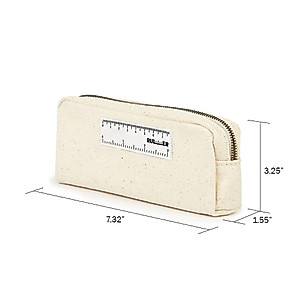 Pencil Case Trilly Premium Canvas Pencil Pouch Made of Resilient Canvas Fabric Multi Purpose Pencil Bag with Smooth Zipper Highly Portable and Lightweight College School Supplies (Canvas Ivory)