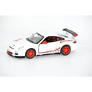KiNSMART Porsche 911 GT3 RS SetOf4 1:36 Scale 5" Die Cast Model Toy Super Sports Car White/Orange/Silver/Black