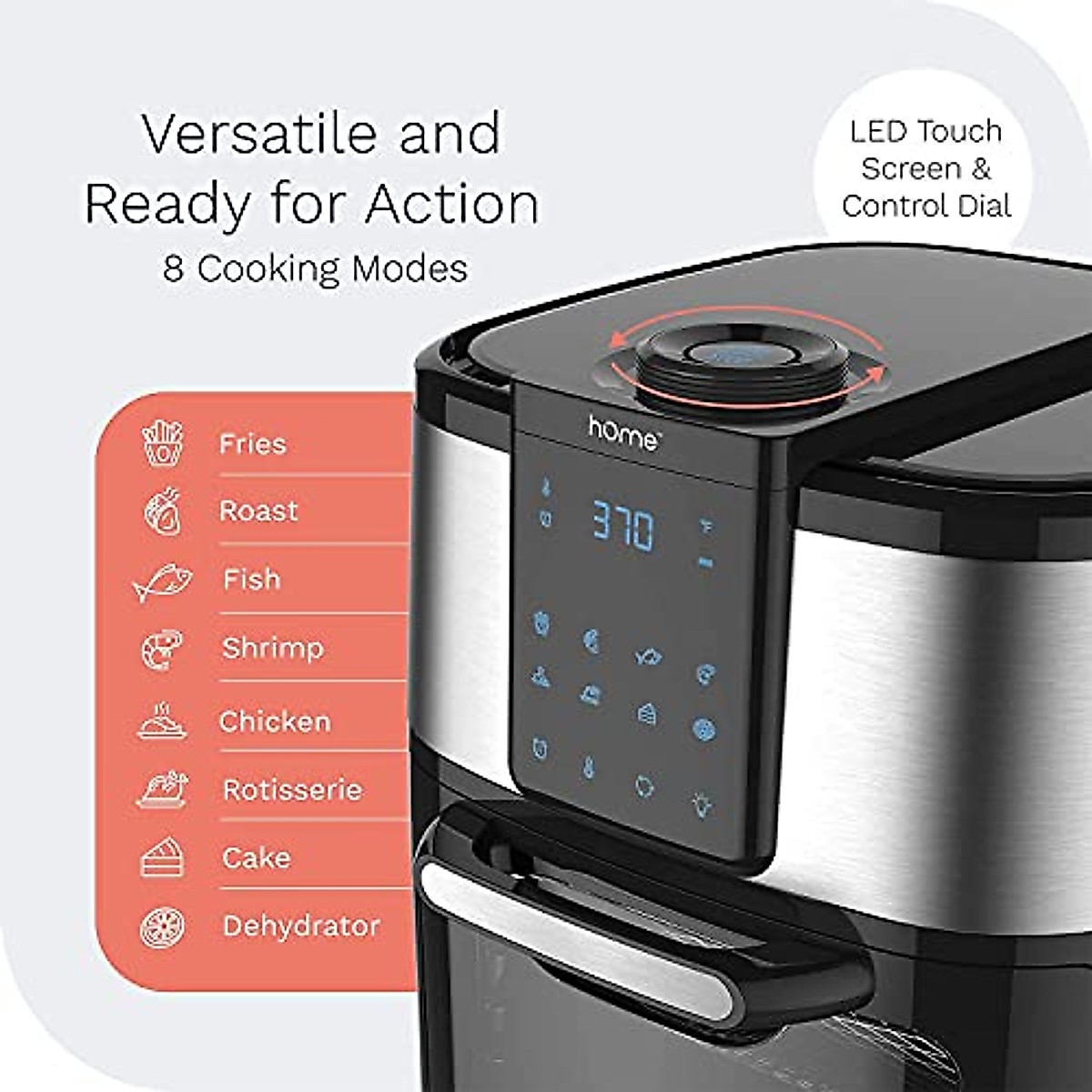 hOmeLabs 11.6 Quart XXL 8-in-1 Air Fryer Oven - Bake, Broil, Dehydrate and More - Complete Set of Dishwasher Safe Accessories Included