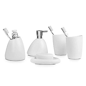 Quality Bathroom Accessories Set Bathroom Accessories Set Creative Simple Ceramic Five-Piece Set Soap Dispenser Toothbrush Holder Set Home Hotel (Color : B) (C) (C b)