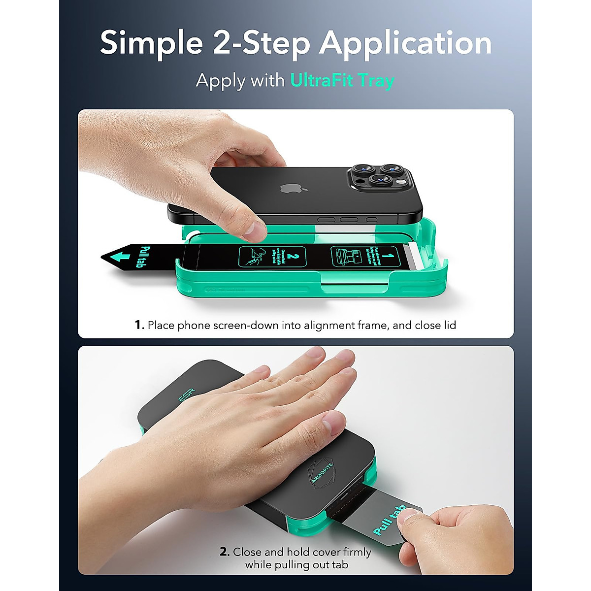 ESR 3 Pack 9H+ Glass for iPhone 16 Pro Max Screen Protector, [Military Grade Shatterproof & Longest Durable] Armorite Ultra-tough Tempered Glass with UltraFit Tray