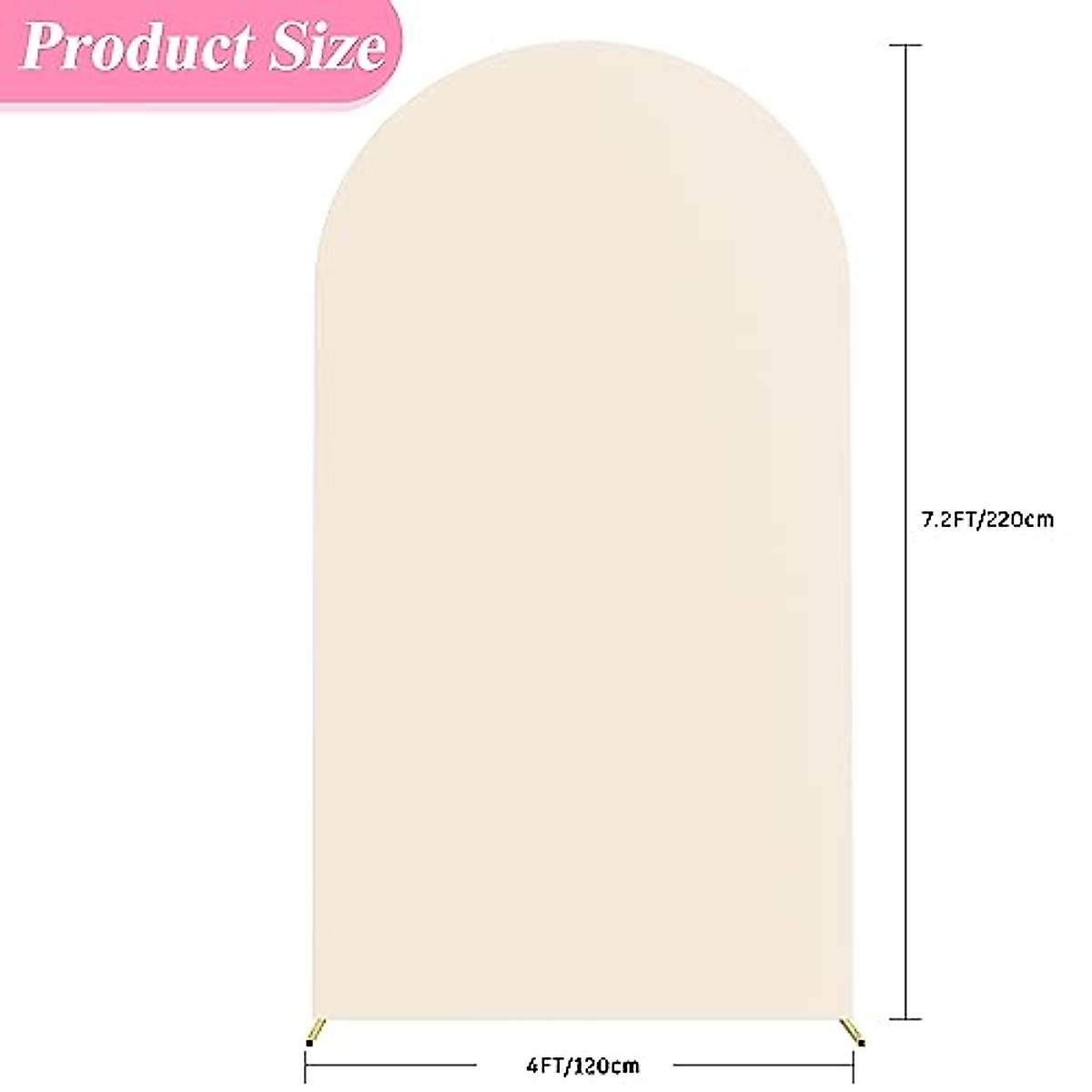 Asee'm 7.2FT Wedding Arch Cover Beige Fitted Spandex Cover 2-Sided Round Top Chiara Backdrop Stand Covers for Party Ceremony Birthday Banquet Decoration