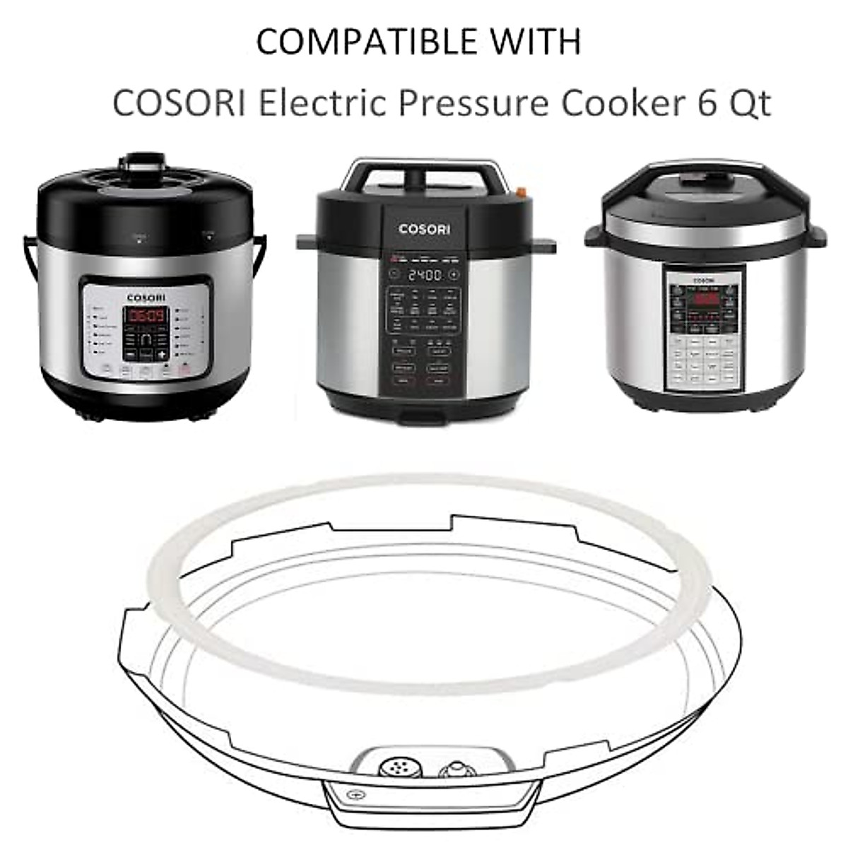 Silicone Sealing Ring for COSORI 6 Quart Electric Pressure Cooker 100% Silicone Replacement Gasket Seal Rings for 6 Qt COSORI Rice Slow Cookware Accessories 2-Pack