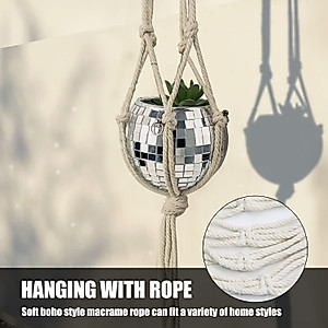 Disco Ball Planter, 4" Creative Mirror Ball Hanging Planters for Indoor Plants with Chain, Macrame Rope, Wooden Stand, Disco Ball Plant Hanger for Valentine's Decorations Hanging Plant, 1 piece